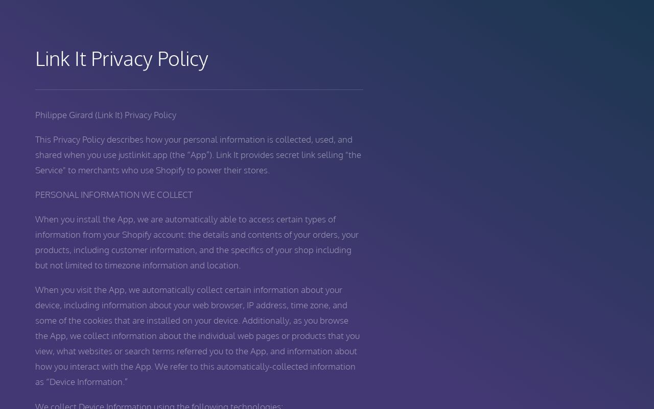 Link It Privacy Policy